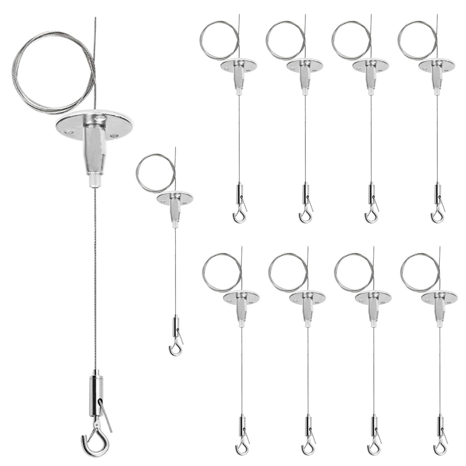 OTTFF 10 Pack 3.2 ft Ceiling Sign Hanger, Suspension Cable Wire for Hanging LED Panel Light Billboards, Load 11 lb