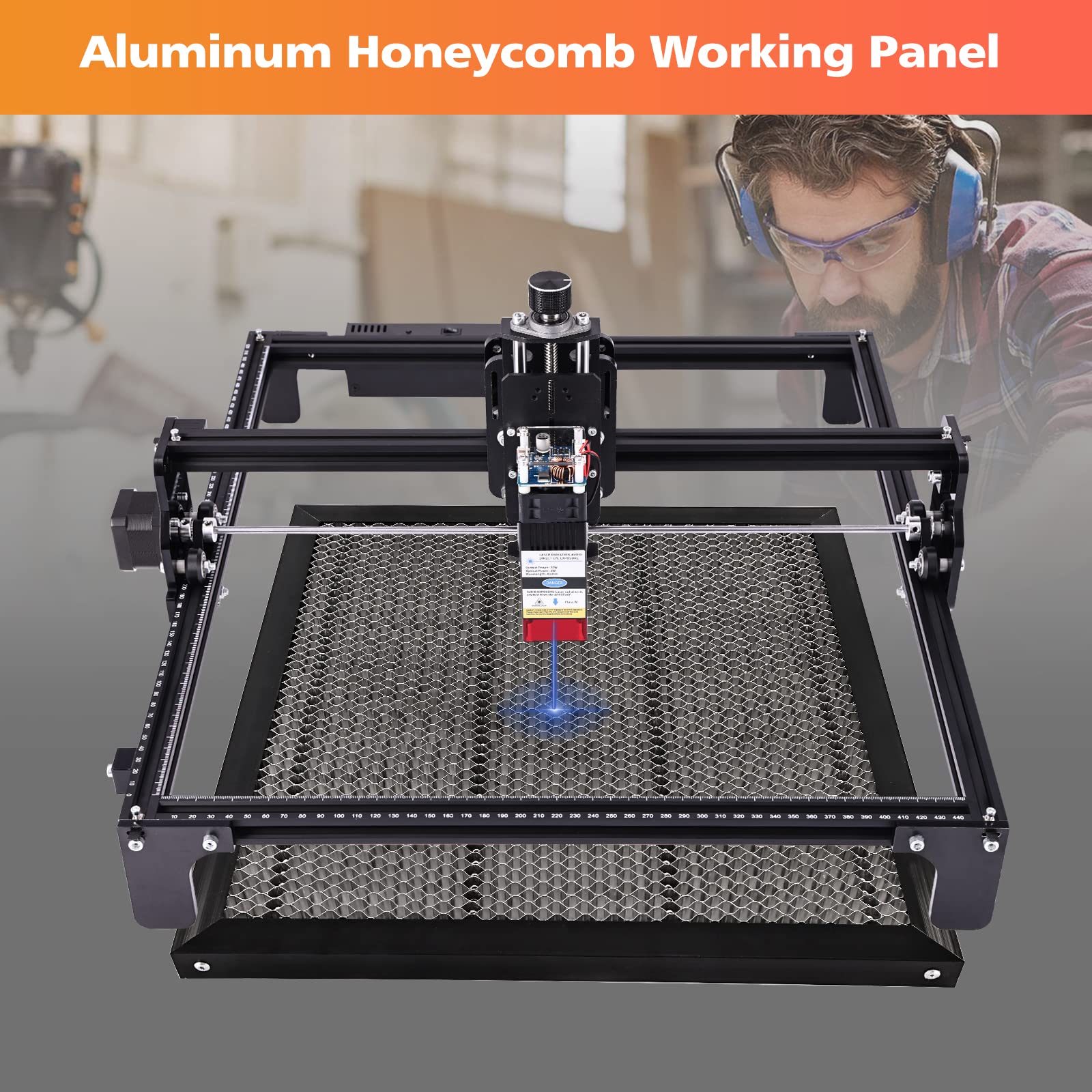 Honeycomb Laser Bed 400x400x22mm, Laser Honeycomb Bed for Laser Engraver and Cutter Machine, CO2 Engraver Cutting Machine, Laser Engraver Accessories, Smooth Edge, Aluminum(15.7x15.7x0.86in)