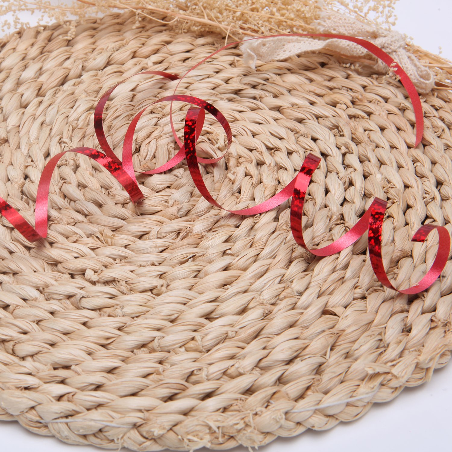 Senkary Crimped Curling Ribbon Metallic Balloon String Ribbon, 5mm Width, 500 Yards (Red)