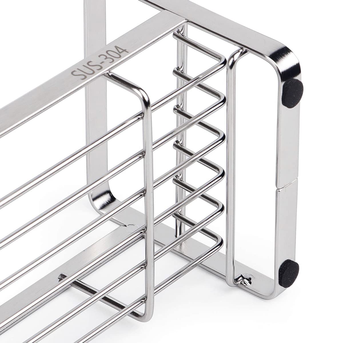 HULISEN Kitchen Sink Sponge Holder, 304 Stainless Steel Kitchen Soap Dispenser Caddy Organizer, Countertop Soap Dish Rack Drainer with Removable Drain Tray, not Including Dispenser and Brush