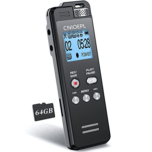 72GB Digital Voice Recorder 1536KBPS 5148h Recording Capacity 24h for Recording 45h for Playback, Upgraded Voice Activated Recorder for Lectures Meetings with Playback and Line in/Noise Reduction