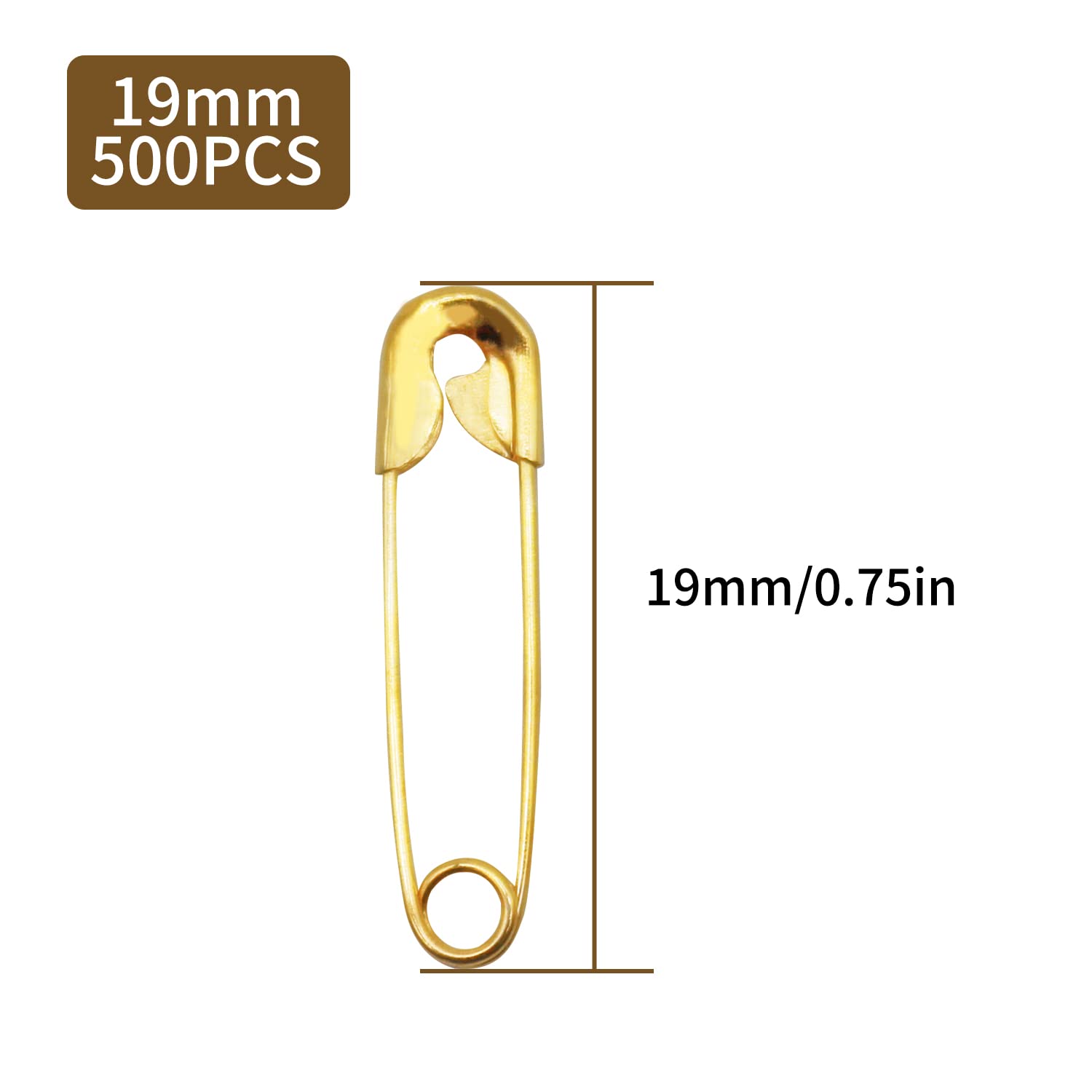 500PCS Safety Pins, 0.75Inch/19mm Small Safety pins, Rust Resistant Nickel Plated Steel Set for Crafting, Sewing, Rimming Fastening Clip Button for Garment Hang Tag (Gold)