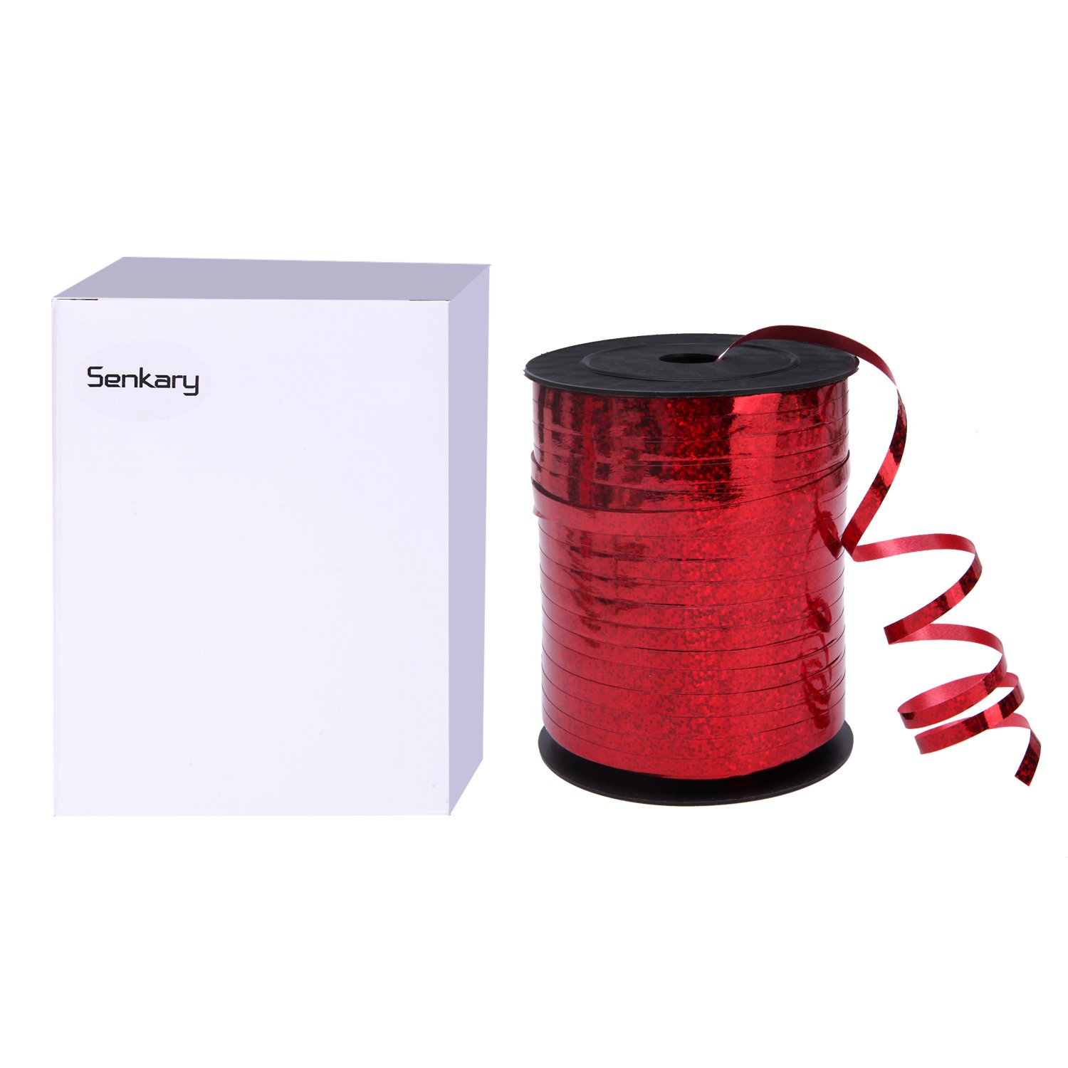 Senkary Crimped Curling Ribbon Metallic Balloon String Ribbon, 5mm Width, 500 Yards (Red)