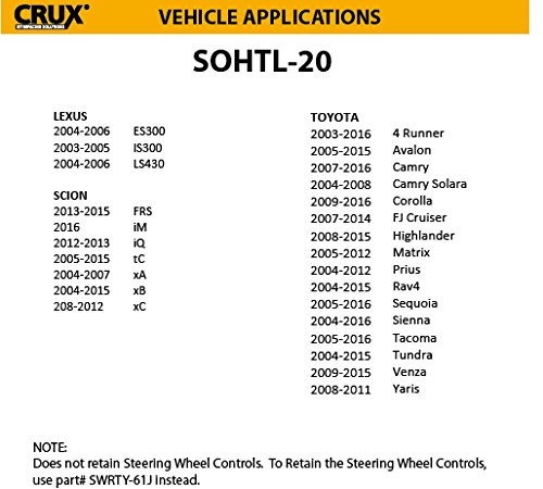 CRUX SOHTL-20 Radio Replacement Interface for Select Toyota/Lexus Vehicles with JBL System , Black