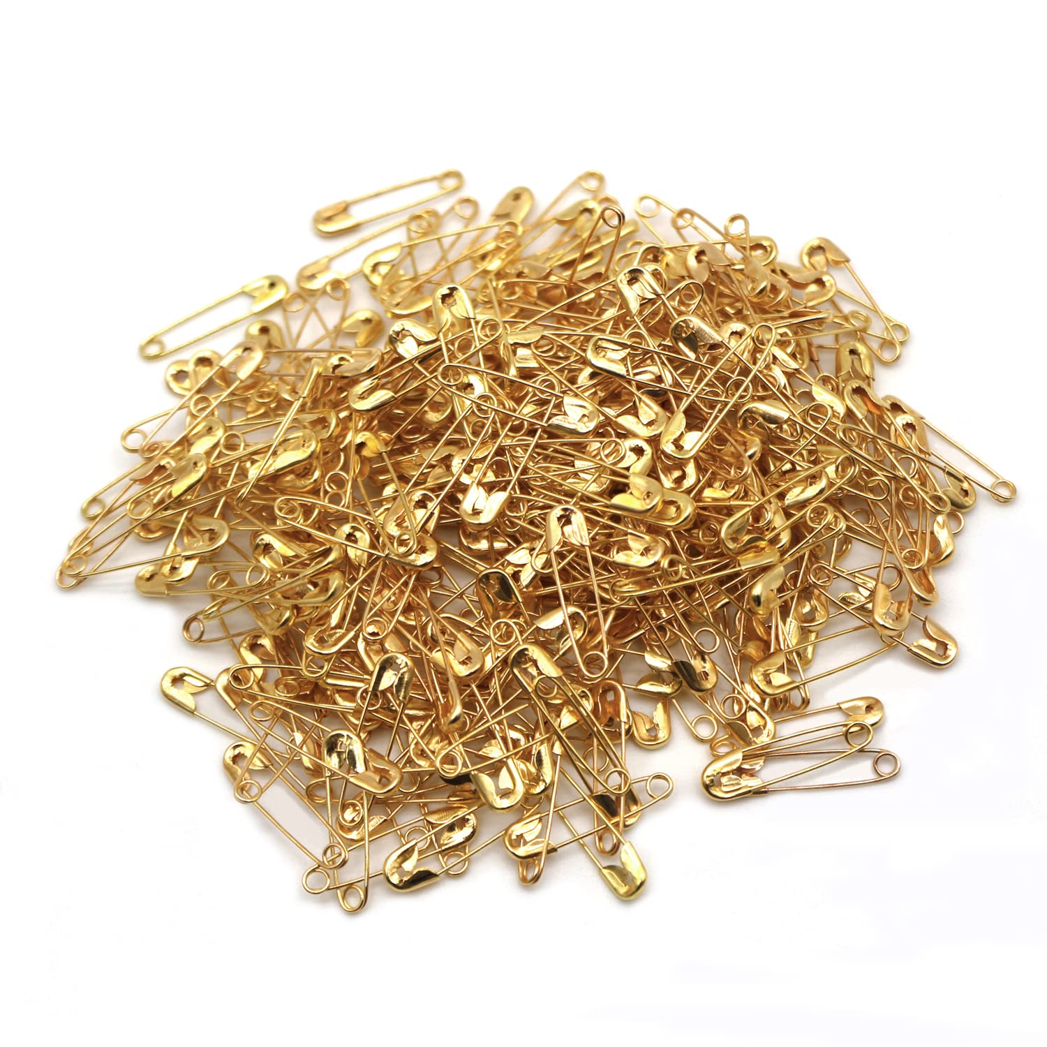 500PCS Safety Pins, 0.75Inch/19mm Small Safety pins, Rust Resistant Nickel Plated Steel Set for Crafting, Sewing, Rimming Fastening Clip Button for Garment Hang Tag (Gold)