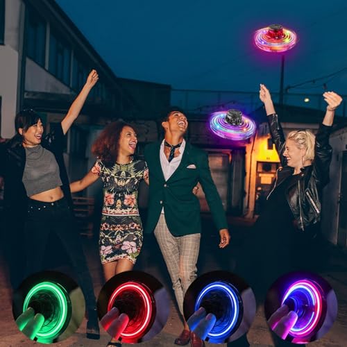 Flying Spinner, Flying Fidget Spinner with LED Lights, Kids Drone Flying Spinner,Mini Drone with USB Rechargeable for Fun Indoor Outdoor (Black)