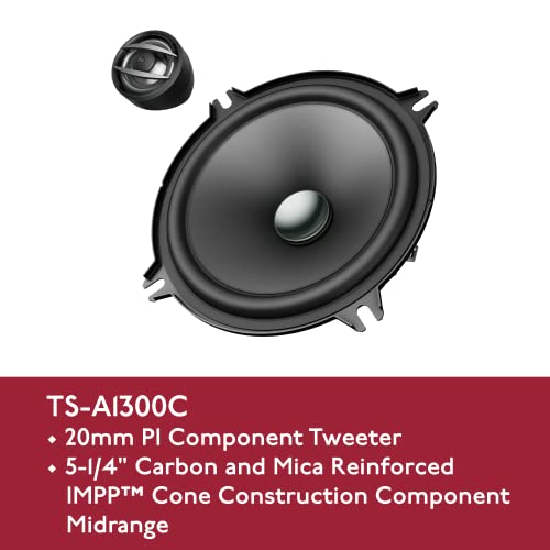 PIONEER TS-A1300C A Series 5-1/4" 300 W Max Power, Carbon/Mica-Reinforced IMPP Cone, 20mm PI Tweeter - Component Speakers (Pair)