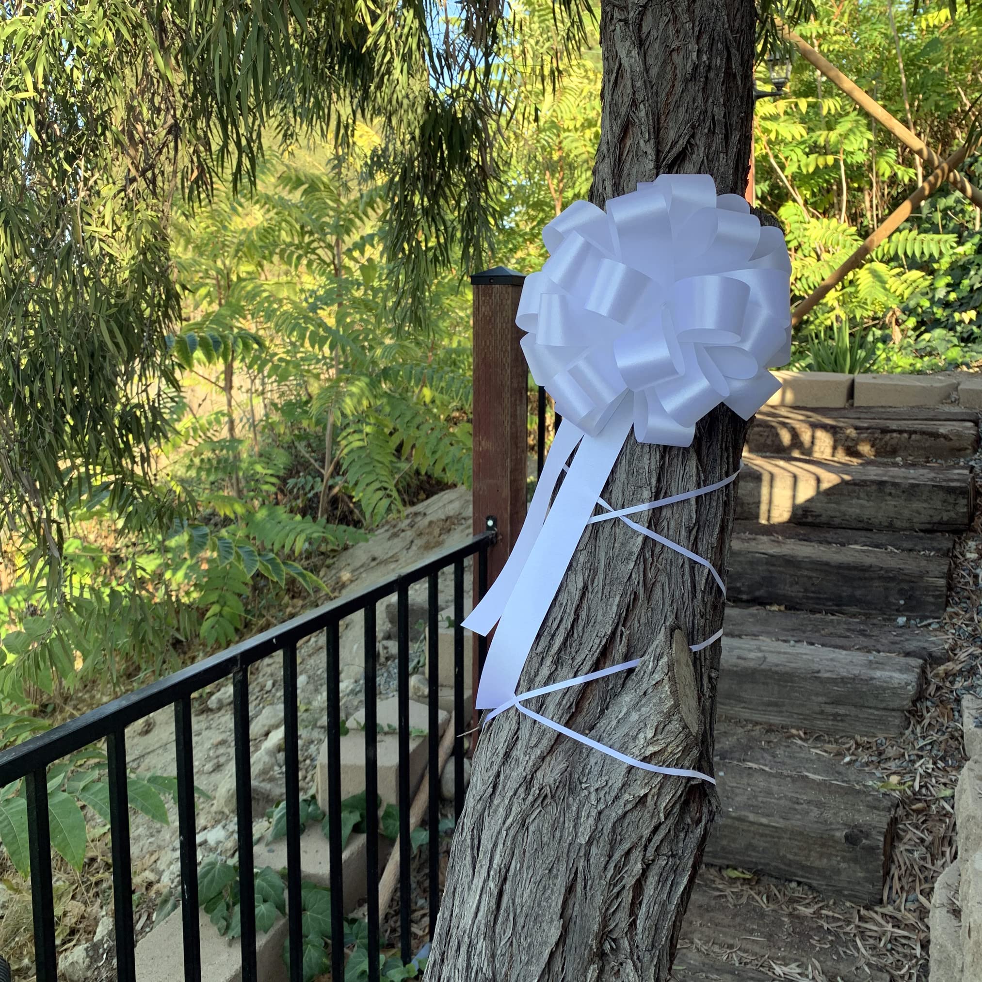 White Pull Bows with Tails - 8" Wide, Set of 6, Veteran's Day, Christmas, Wedding, Gift Bows, Reception, Fundraiser, Birthday, Valentine's Day, Mother's Day, 4th of July