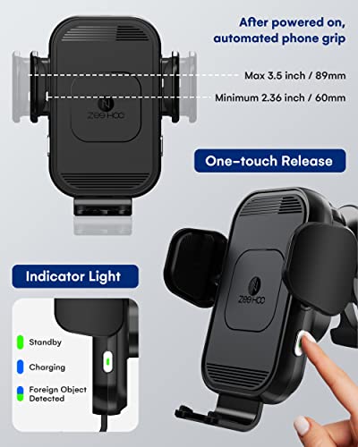 [Upgraded Version] ZeeHoo Wireless Car Charger,15W Fast Charging Auto-Clamping Car Mount, Car Vent Charging Phone Holder for iPhone 14 13 12 11, Samsung Galaxy S23 Ultra S21 S20 Note 20, etc