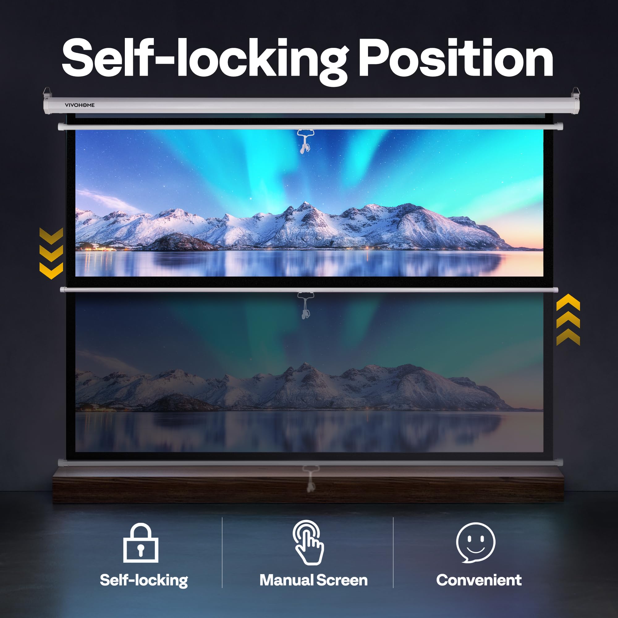 VIVOHOME Projector Screen Pull Down, 16:9 80 Inch Retractable Projection Screen, HD 4K Manual Pull Movie Screen for Home Theater, Cinema, Office (70x40 Inch White)
