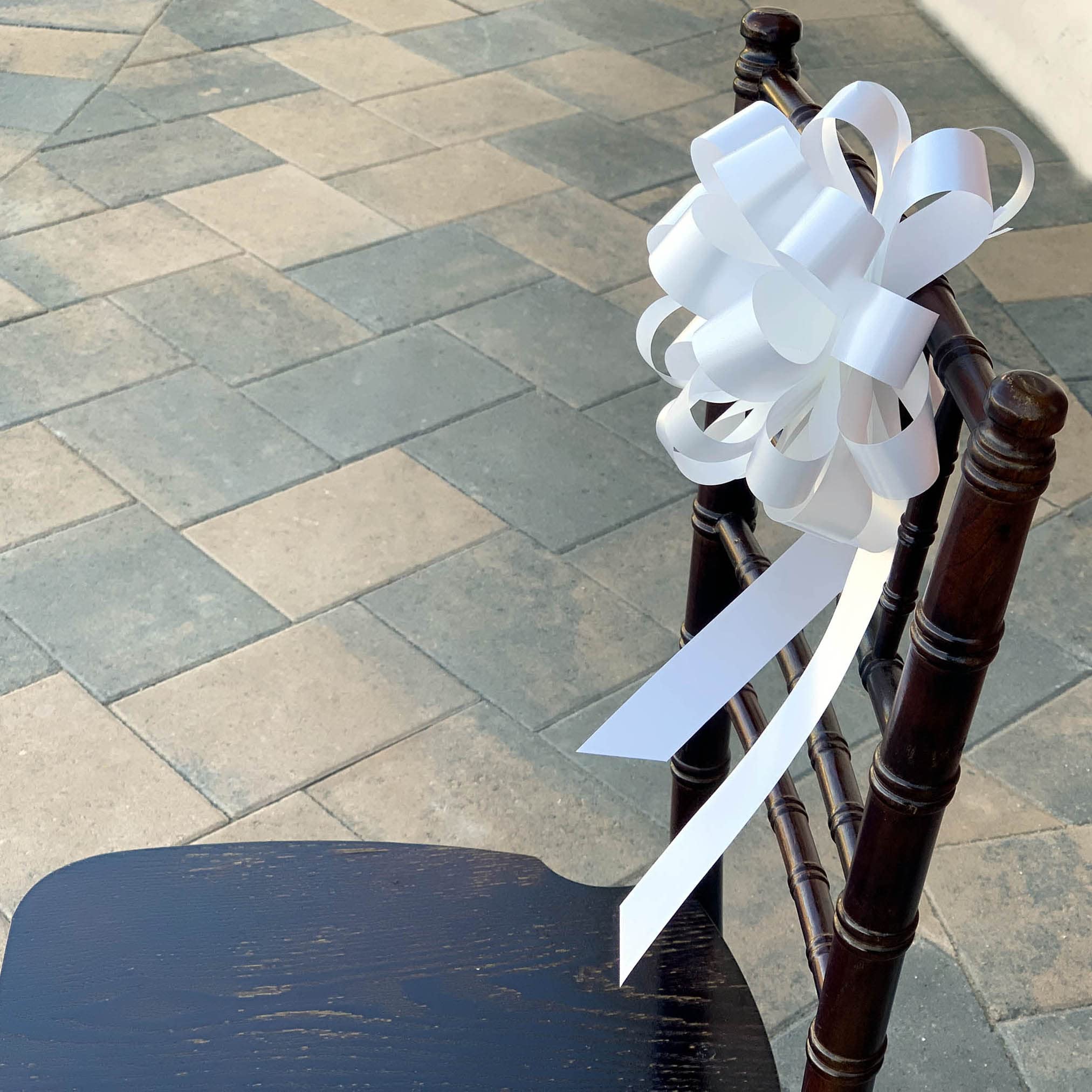 White Pull Bows with Tails - 8" Wide, Set of 6, Veteran's Day, Christmas, Wedding, Gift Bows, Reception, Fundraiser, Birthday, Valentine's Day, Mother's Day, 4th of July