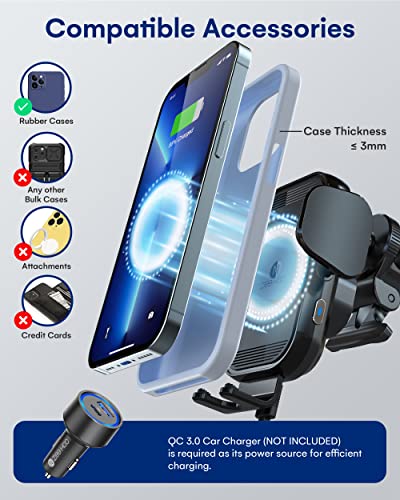 [Upgraded Version] ZeeHoo Wireless Car Charger,15W Fast Charging Auto-Clamping Car Mount, Car Vent Charging Phone Holder for iPhone 14 13 12 11, Samsung Galaxy S23 Ultra S21 S20 Note 20, etc