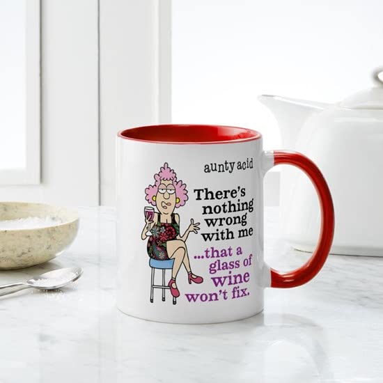 CafePress Aunty Acid: Glass Of Wine Mug Ceramic Coffee Mug, Tea Cup 11 oz