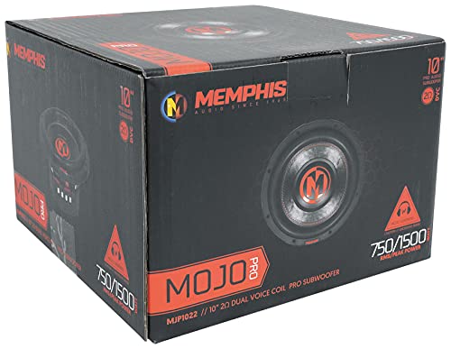 Memphis Audio MJP1022 10 in 1500 Watt MOJO Pro Car Audio Subwoofer DVC 2 ohm Sub, Black