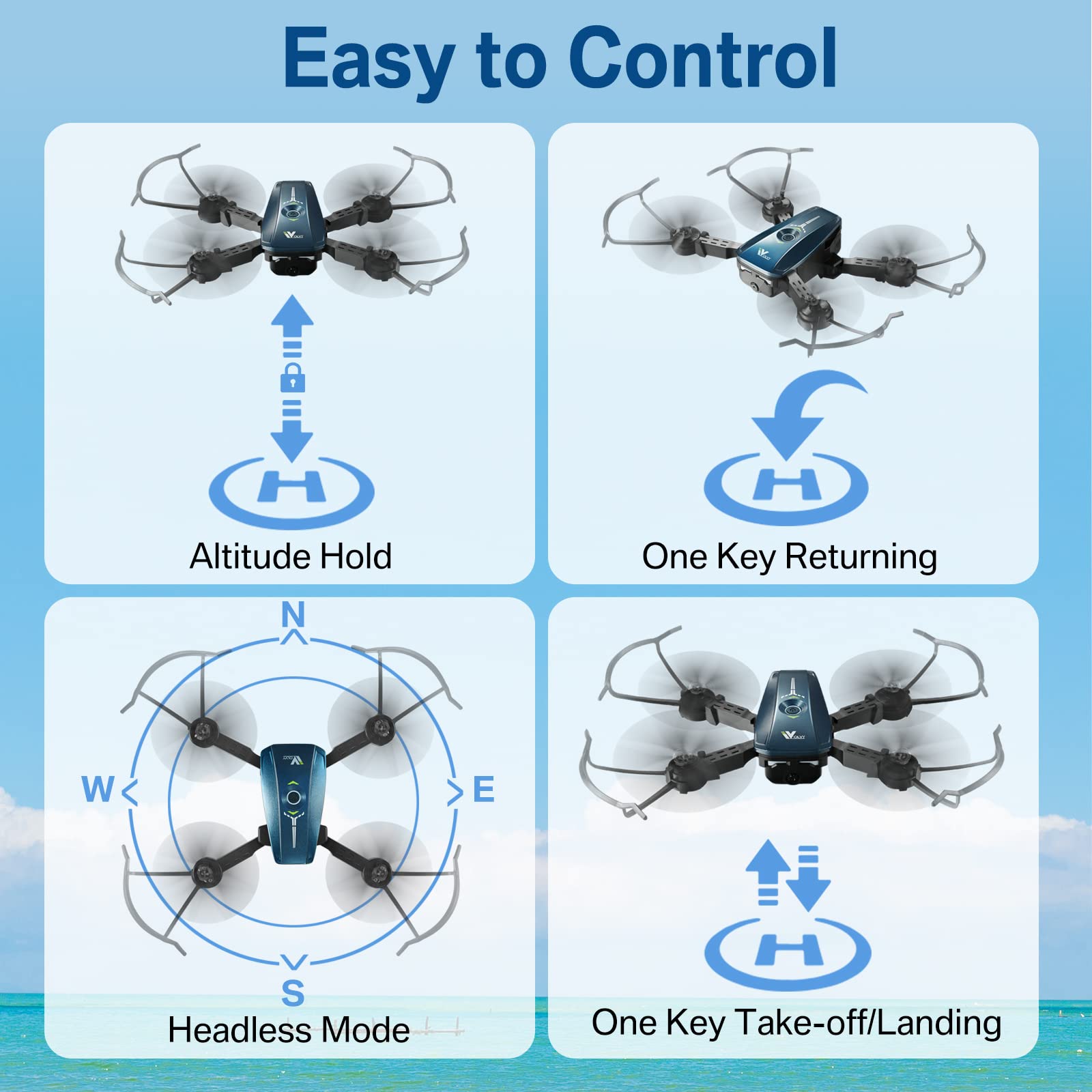 Drones with Camera for Adults/Kids/Beginners 1080P HD APP/Voice Control Camera Drone Easy to Control One-key Returning Altitude Hold 3D Flip 3 Speeds Toy Drone for Kids Gift Ideas for Boys Girls