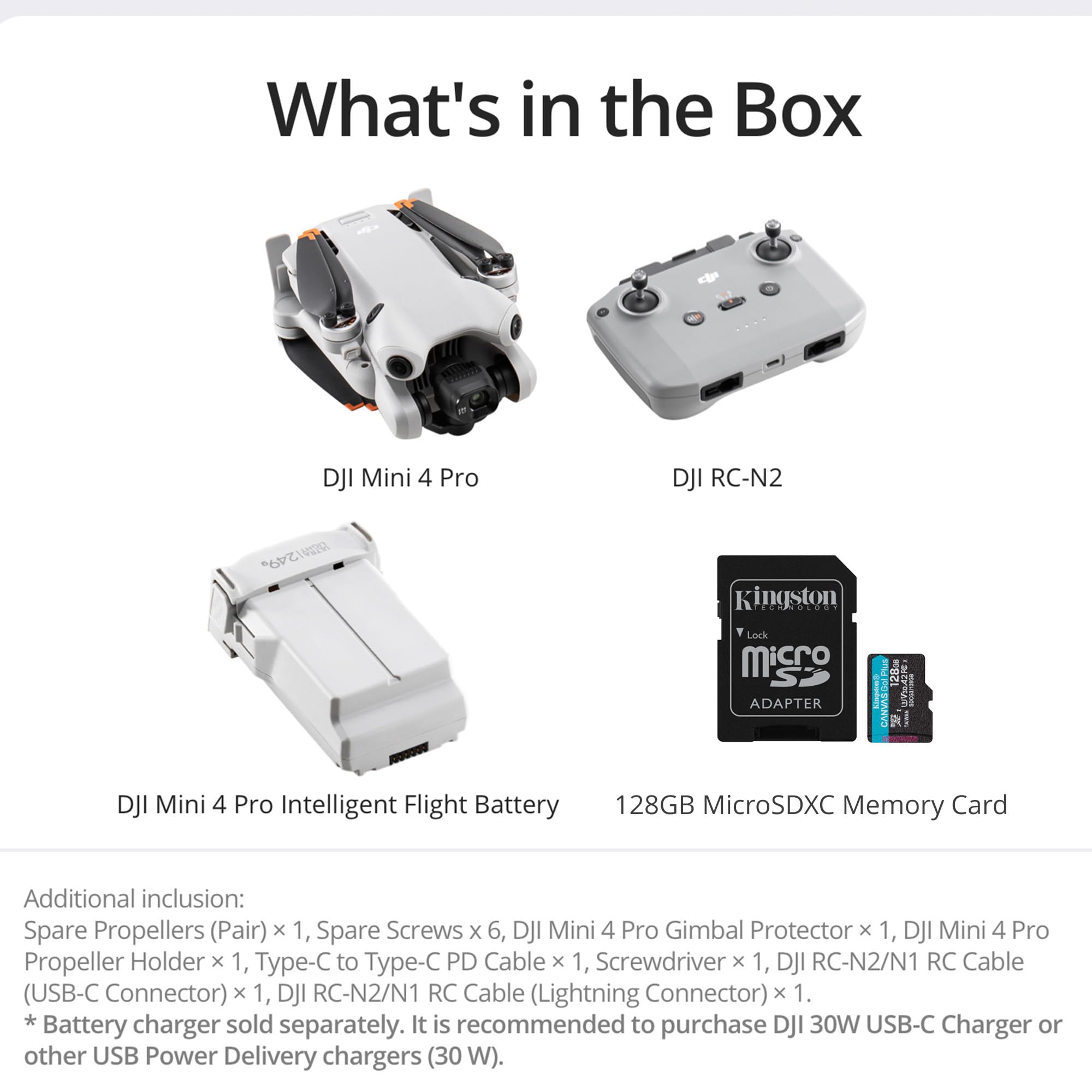 DJI Mini 4 Pro Quadcopter Drone with 128GB Card- Lightweight and Foldable Mini Camera Drone with 4K HDR Video, True Vertical Shooting, Obstacle Sensing and Intelligent Features (2 Items)