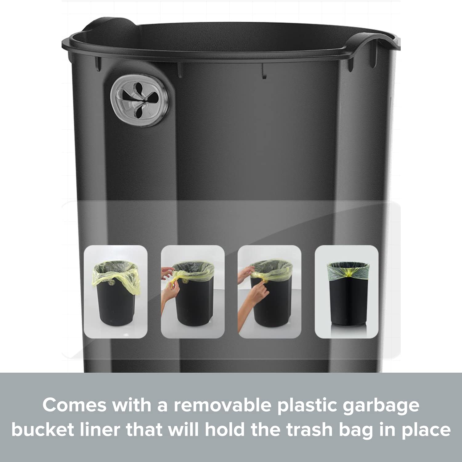 Retro Trash Can with Lid - 8L/2.1Gal Step Trash Can w/ Soft Closing Lid - Round Garbage Can w/ Handles - Touchless Trash Can w/ Removable Garbage Guard Bucket - Outdoor Garbage Can - Large Trash Bin, White