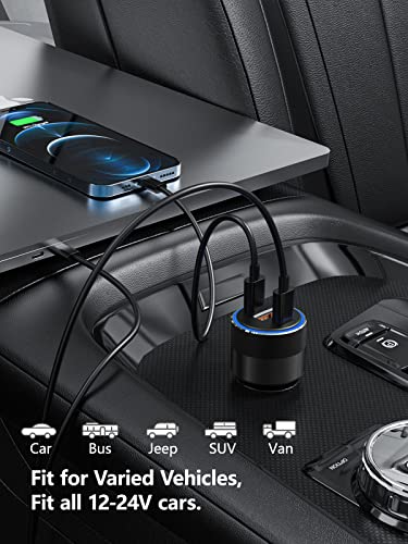 130W USB C Car Charger, PD 100W PPS 45W QC 30W Type C Super Fast Charging LED Cigarette Lighter USB-C Car Adapter for iPhone 13 12 Pro Samsung S22 S21 Ultra Note 20 iPad MacBook Pro Air Laptop