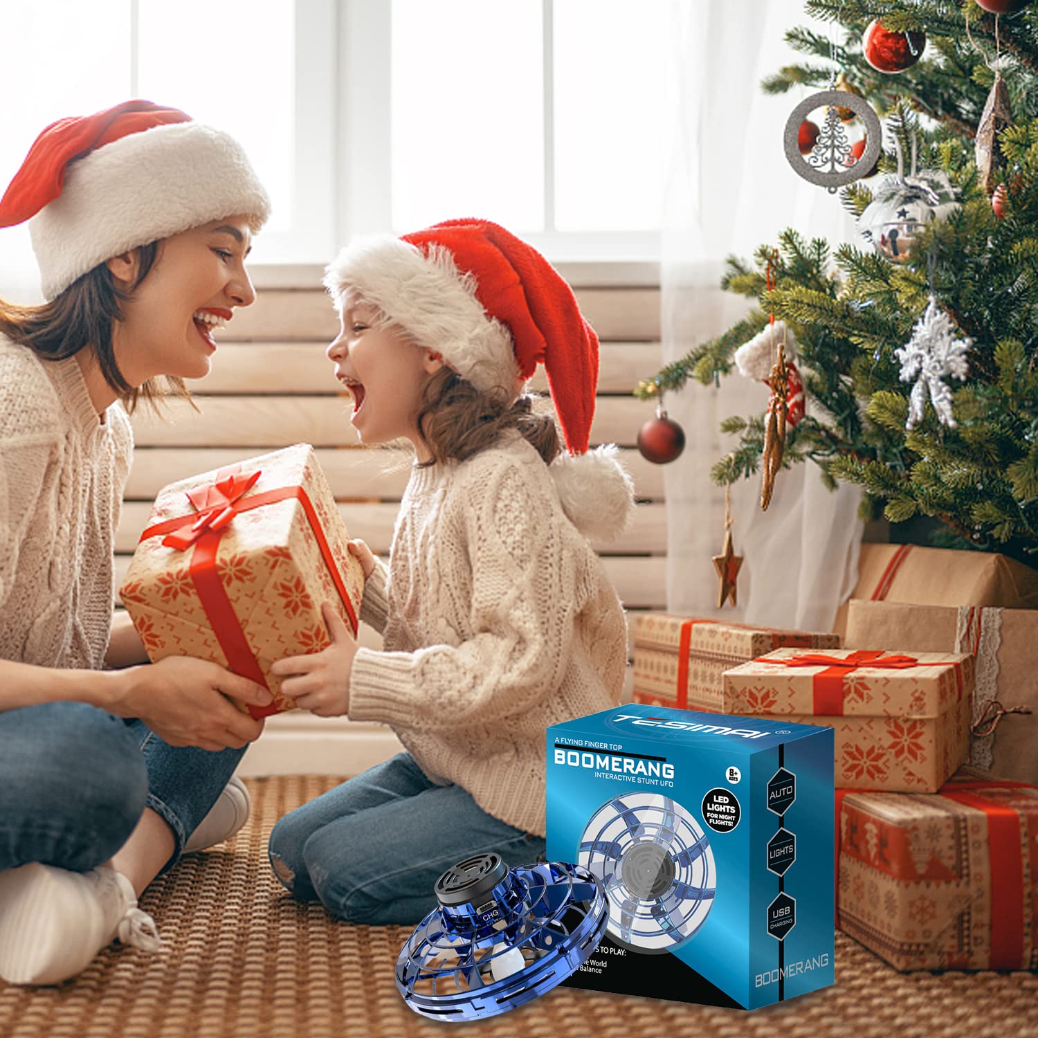 OBEST Flying Spinner UFO Mini Drone, Fidget Flying Spinner Hand Operated Drones Indoor Outdoor Cool Stuff, Mini Drones Toys Birthday Gifts for Kids Ages 8+