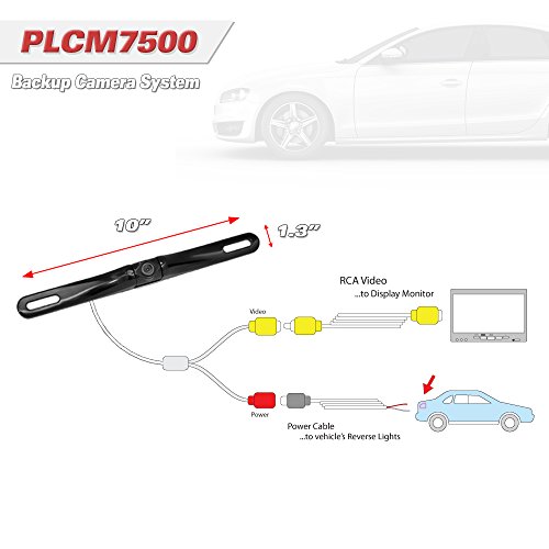 Pyle Car Backup Camera Rearview - Mirror Screen Reverse Parking Sensor HD 7" LCD Screen Monitor Distance Scale Line Waterproof Night Vision 170 Wide Angle Lens Swivel Angle Adjustable Cam - AZPLCM7500