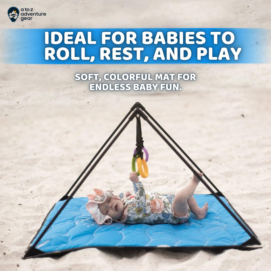 Portable Baby Play Mat for Travel and Outdoor Adventures, Easily Packs Into Stuff Sack, Packable Activity Gym and Tummy Time Mat, Lay and Play Adventure Mat