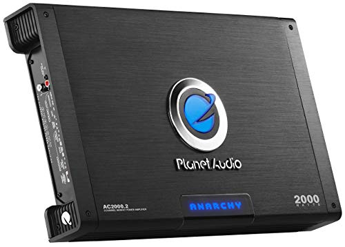 Planet Audio AC2000.2 Anarchy Series Car Audio Amplifier - 2000 High Output, 2 Channel, 2/8 Ohm, High/Low Level Inputs, High/Low Pass Crossover, Full Range, Hook Up To Stereo and Subwoofer,Black