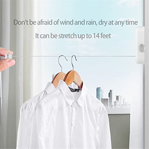 MEANWELL Retractable Clothesline Wall Mounted 14Ft Indoor Outdoor Heavy Duty 55LBs Weight Capacity 304 Stainless Steel Clothes dryingline Easy Installation (Elegant Black)
