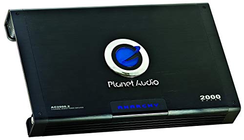 Planet Audio AC2000.2 Anarchy Series Car Audio Amplifier - 2000 High Output, 2 Channel, 2/8 Ohm, High/Low Level Inputs, High/Low Pass Crossover, Full Range, Hook Up To Stereo and Subwoofer,Black