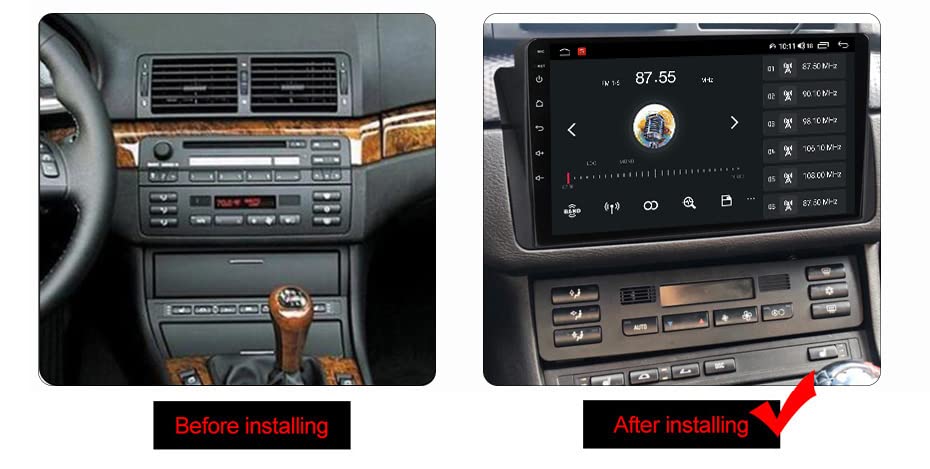 Car Radio Stereo for BMW 3 Series E46 323ci 325ci 330ci 318i 328i 330xi M3 1999-2004, 9 inch Andriod 11 Support BT/WiFi/Microphone/Mirror Link/Steering Wheel Control 2+32GB