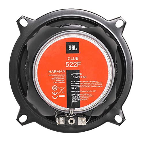 JBL Club 522F - 5", Two-way Component Speaker System (No Grill) (Renewed)