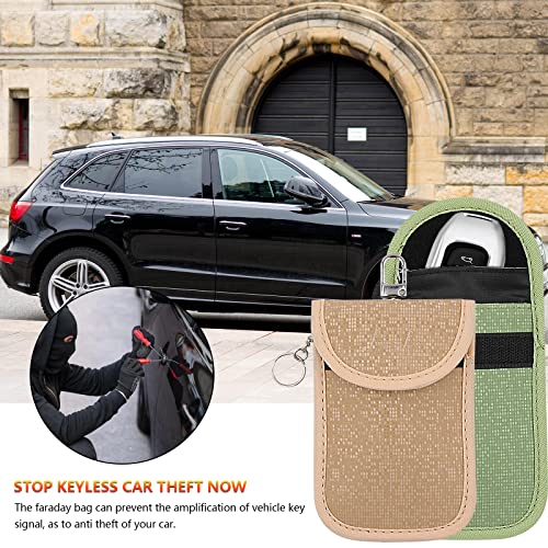 JXE JXO Faraday Bags, Faraday Bag for Key Fob, Faraday Cage, Key Fob Protector, Faraday Pouch, Car RFID Signal Blocking, Anti-Theft Pouch, Anti-Hacking Case Blocker Orange & Cyan(2 Pack)