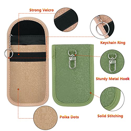 JXE JXO Faraday Bags, Faraday Bag for Key Fob, Faraday Cage, Key Fob Protector, Faraday Pouch, Car RFID Signal Blocking, Anti-Theft Pouch, Anti-Hacking Case Blocker Orange & Cyan(2 Pack)