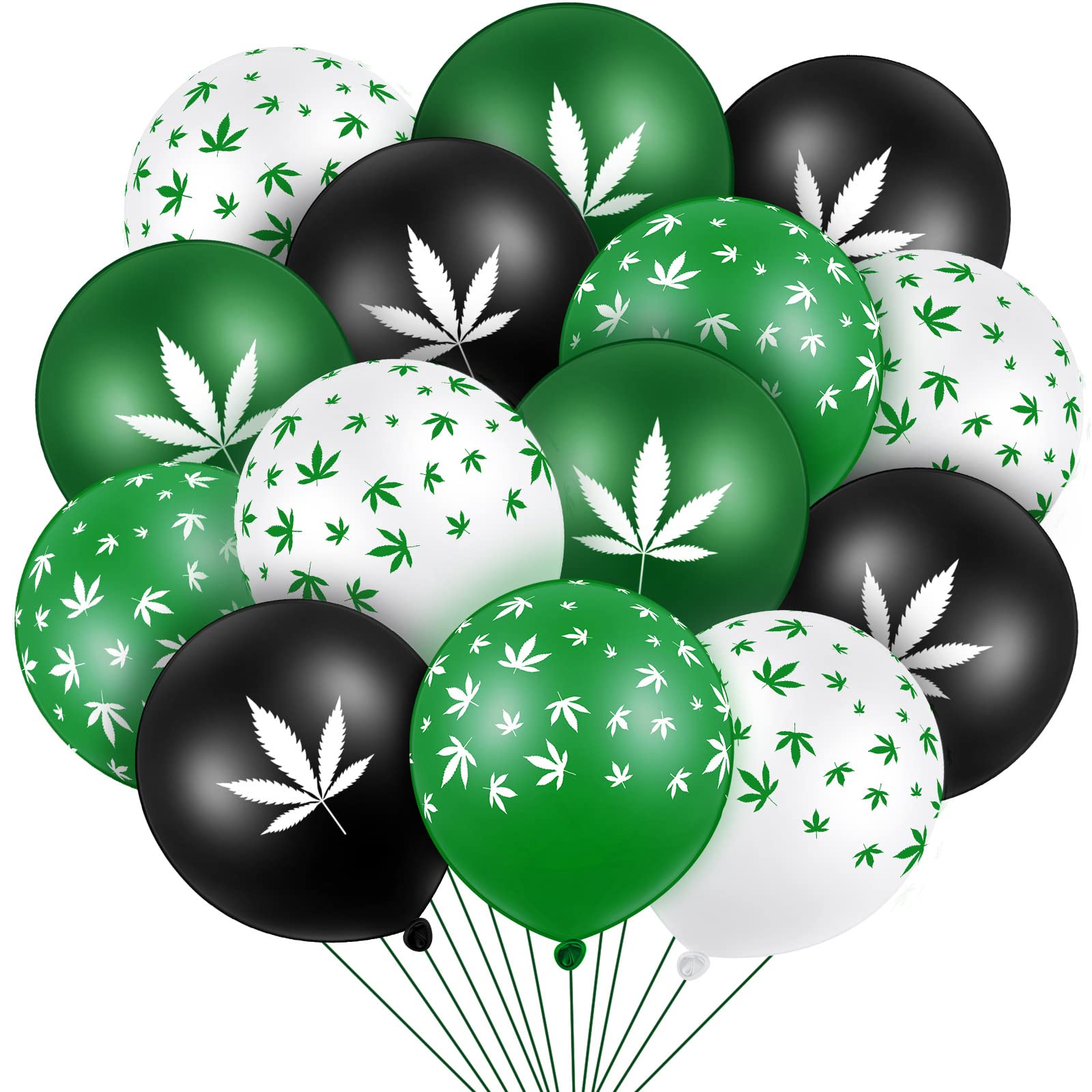 48 Pieces Weed Balloons Pot Leaf Balloons Weed Decor Leaf Print Balloons Themed Gifts for Hawaii Style Tropical Party Supplies Decorations