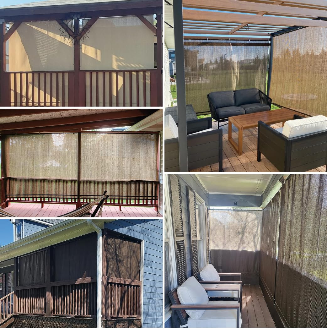 Patio Paradise Shades Roll Up Outdoor 8'Wx6'H Roller Shade Exterior Patio Blinds for Outside Porch Deck Balcony Pergola Carport, Light Grey