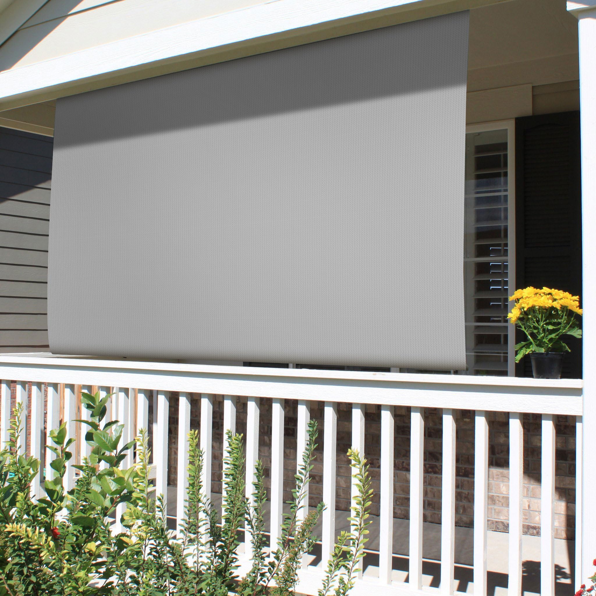 Patio Paradise Shades Roll Up Outdoor 8'Wx6'H Roller Shade Exterior Patio Blinds for Outside Porch Deck Balcony Pergola Carport, Light Grey