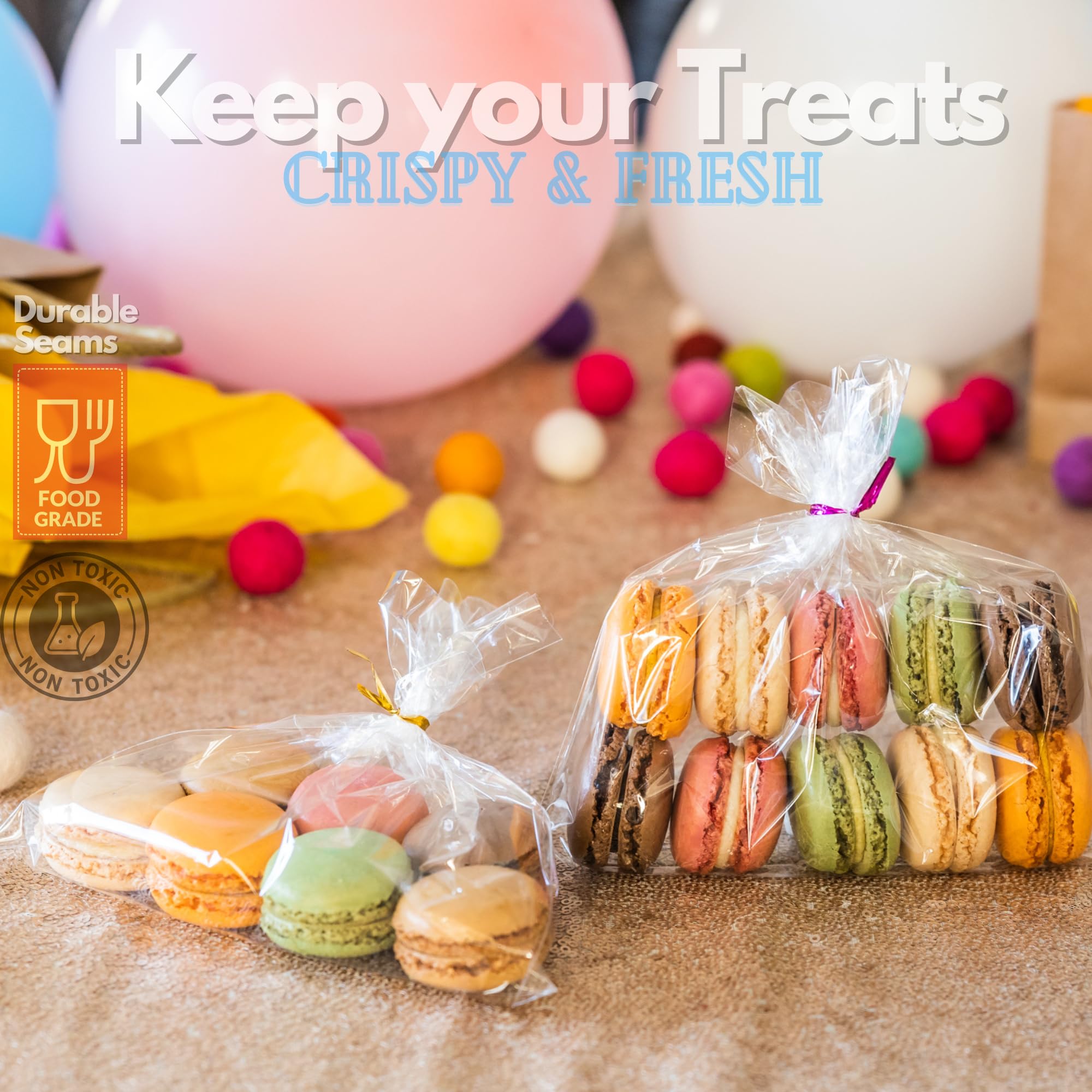 200 Pcs 6x9 Clear Flat Cello/Cellophane Treat Bags for Gift Wrapping, Thick OPP Plastic Bags for Wedding Cookie Birthday Cake Pops Gift Candy Buffet Supplies