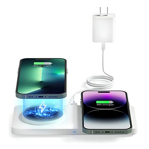 Magnetic Wireless Charging Pad, GEEKERA 2 in 1 Charging Station for Apple, Dual MagSafe Wireless Charger for iPhone 14/13/12 Pro Max/Pro/Plus/Mini, AirPods 3/Pro 2 (ONLY for Apple Products)