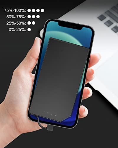 TNTOR Portable Charger with Built in Lightning Cable(MFi Apple Certified) 5000mAh Ultra Slim Power Bank Compatible with iPhone 14/13/12/11 Pro/Max/X/8/7 etc
