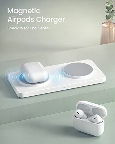 Magnetic Wireless Charging Pad, GEEKERA 2 in 1 Charging Station for Apple, Dual MagSafe Wireless Charger for iPhone 14/13/12 Pro Max/Pro/Plus/Mini, AirPods 3/Pro 2 (ONLY for Apple Products)