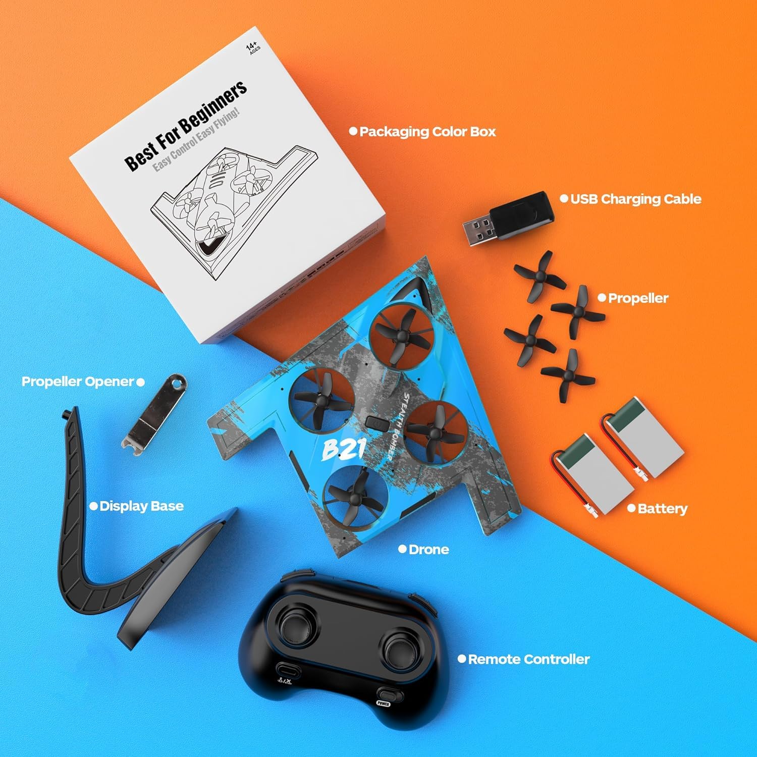 LM19-C Remote Control Airplane Stealth Fighter Jet for Beginner, 2.4GHz RC Planes Indoor Drone for Kids with Altitude Hold, Headless Mode, 3D Flip, Stunt RC Airplanes Gifts for Boys Girls, 2 Batteries