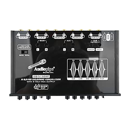 Audiopipe EQ-515DXP - 5 Band Graphic Equalizer with 9 Volt RCA Output (EQ-515DXP - 5 Band Graphic Equalizer with 9 Volt RCA Output)