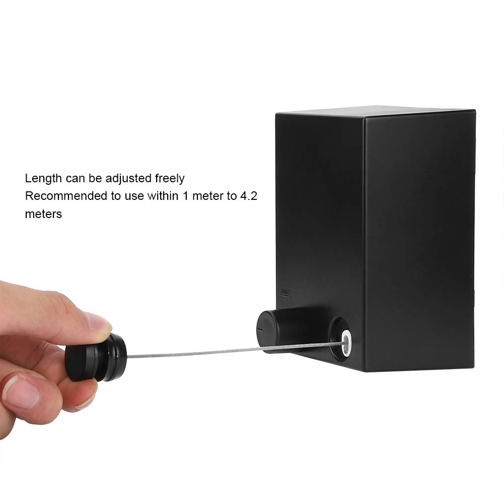 Jectse Retractable Clothesline, Wall Mounted Clothes Line Retracting Indoor Stainless Steel Drying Rack Clothing Line for Bathroom Laundry, 13.8 Feets (9021B Black Clothesline)