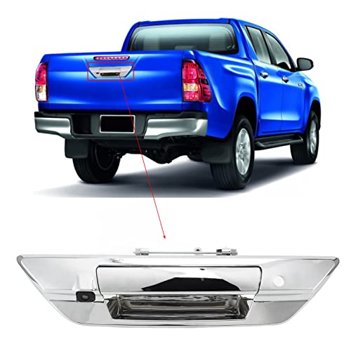 Aramox Trunk Handle Reverse Camera, Car Trunk Handle Color Backup Camera ABS IP66 Waterproof 150‑170° Wide Angles Replacement for Hilux 2017‑2021(Silver)