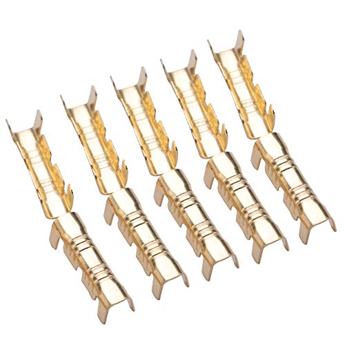 100 pcs Brass Connectors Kit, Male and Female Spade Quick Splice Quick Electric Wiring Butt Connector for for Car Audio Speaker AWG 22-14 Gauge