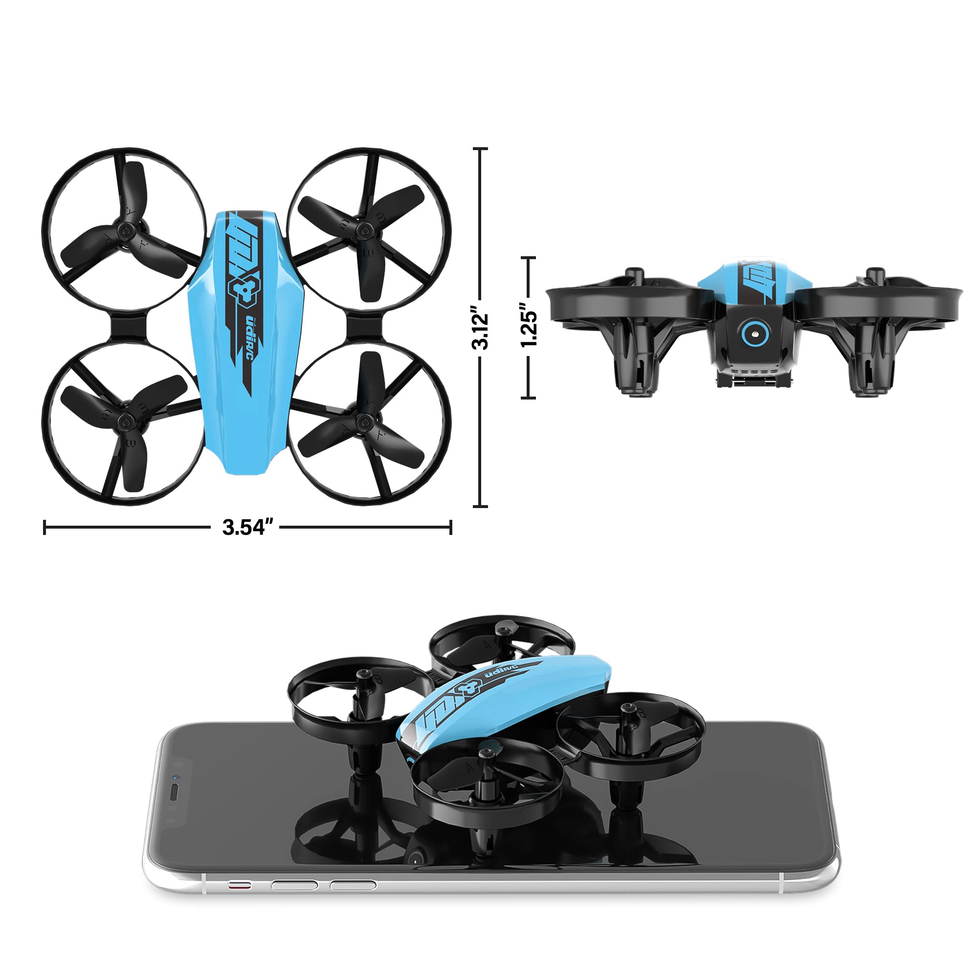 UDI U46 Mini Drone for Kids 2.4Ghz RC Drones with Auto Hovering Headless Mode Nano Quadcopter, Blue