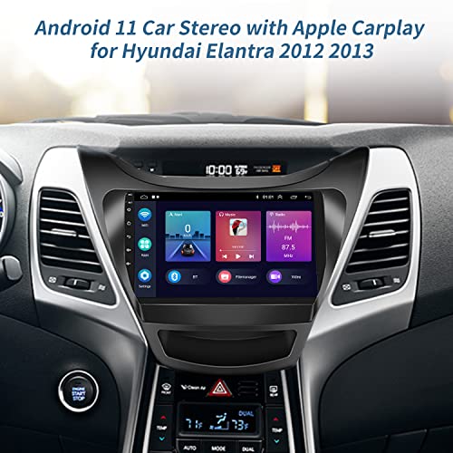 Android 11 Car Stereo for Hyundai Elantra 2012 2013 with Wireless Apple Carplay Android Auto, 9 ββ 1+16 Touch Screen in Dash GPS Radio with Navi WiFi Bluetooth FM RDS HiFi SWC + AHD Backup Camera