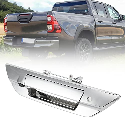 Aramox Trunk Handle Reverse Camera, Car Trunk Handle Color Backup Camera ABS IP66 Waterproof 150‑170° Wide Angles Replacement for Hilux 2017‑2021(Silver)