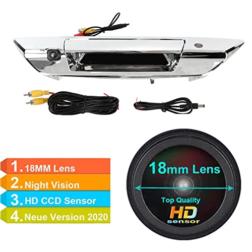 Aramox Trunk Handle Reverse Camera, Car Trunk Handle Color Backup Camera ABS IP66 Waterproof 150‑170° Wide Angles Replacement for Hilux 2017‑2021(Silver)