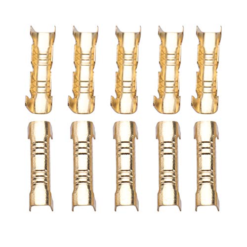 100 pcs Brass Connectors Kit, Male and Female Spade Quick Splice Quick Electric Wiring Butt Connector for for Car Audio Speaker AWG 22-14 Gauge