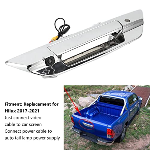 Aramox Trunk Handle Reverse Camera, Car Trunk Handle Color Backup Camera ABS IP66 Waterproof 150‑170° Wide Angles Replacement for Hilux 2017‑2021(Silver)